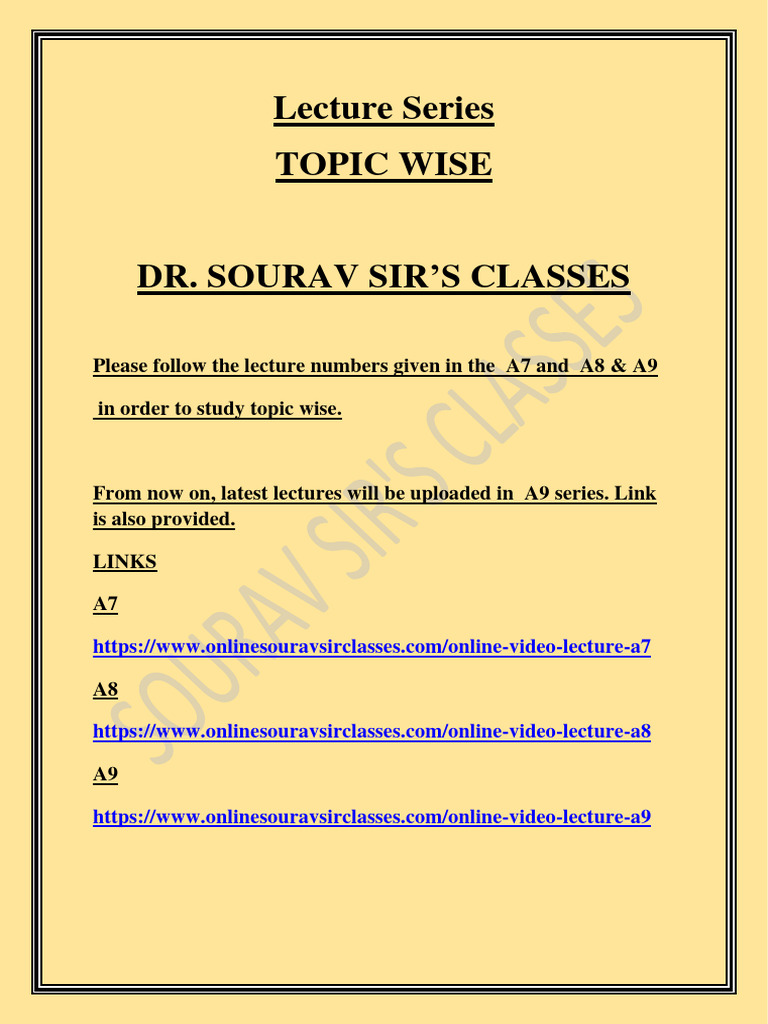 Lecture Series Plan 2024 From Dr. Sourav Sir's Classes | PDF