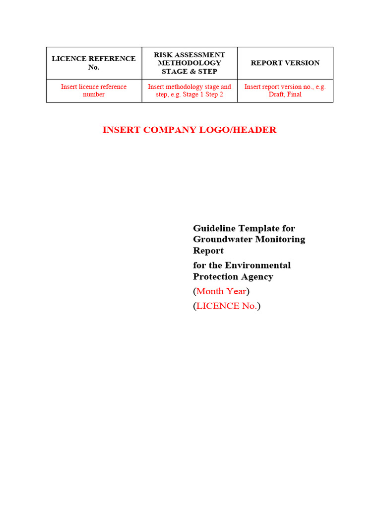 Template Groundwater Monitoring | PDF | Hydrogeology | Groundwater