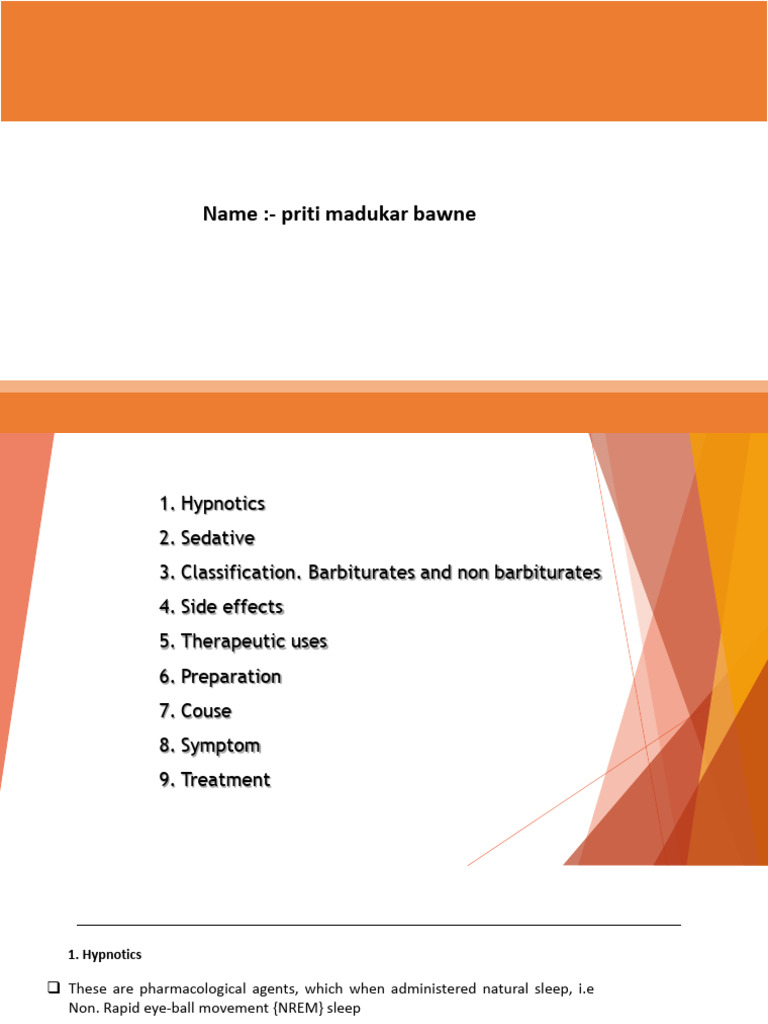 Overview of Hypnotics and Sedatives | PDF | Self-Improvement