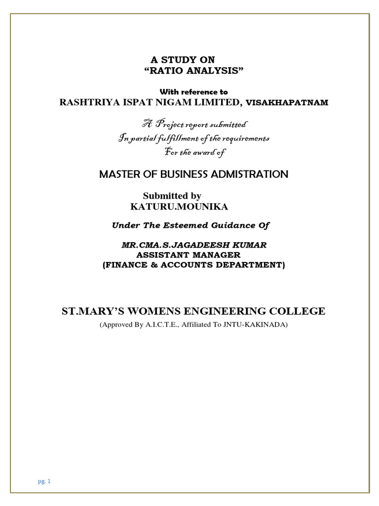 Ratio Analysis at RINL: A Study | PDF | Economic Growth | Income Statement