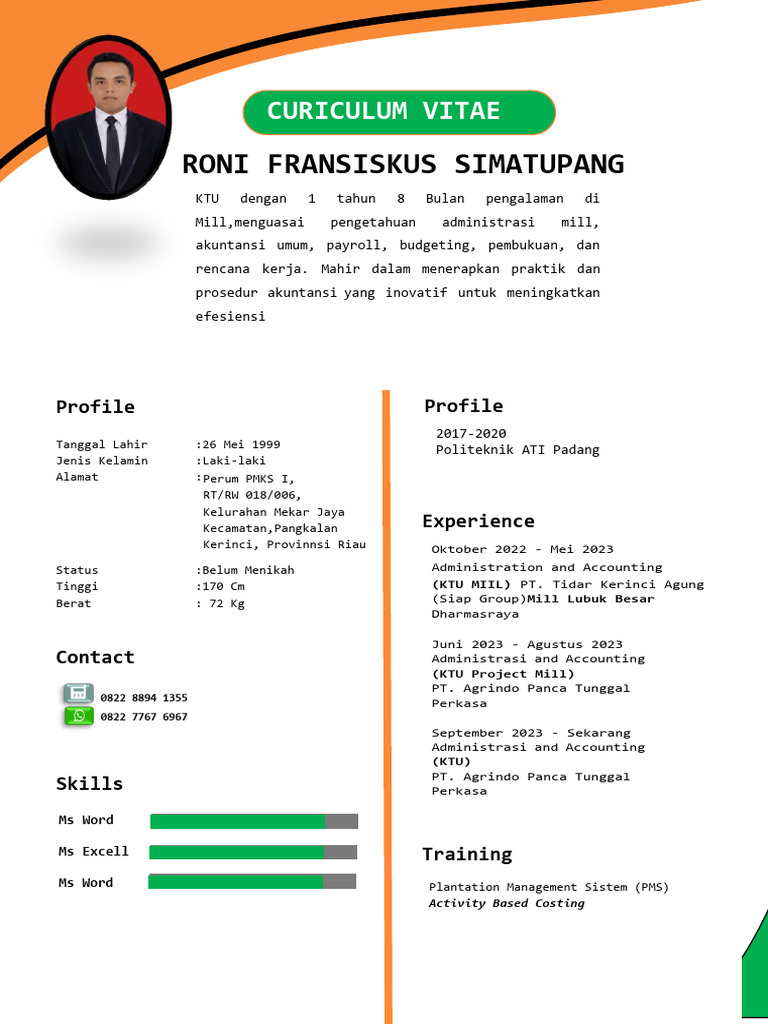 CV Roni Fransiskus Simatupang | PDF