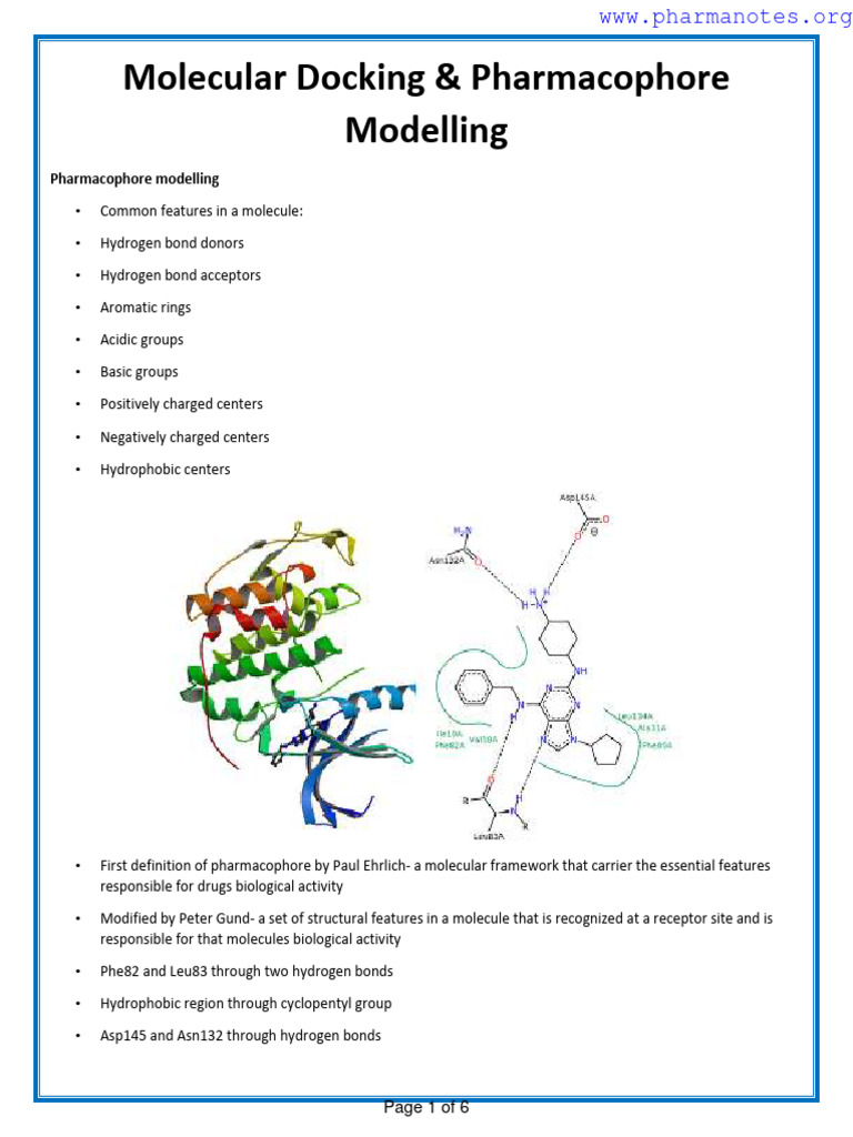 Docking & Pharmacophore Modelling | PDF | Docking (Molecular) | Ligand (Biochemistry)