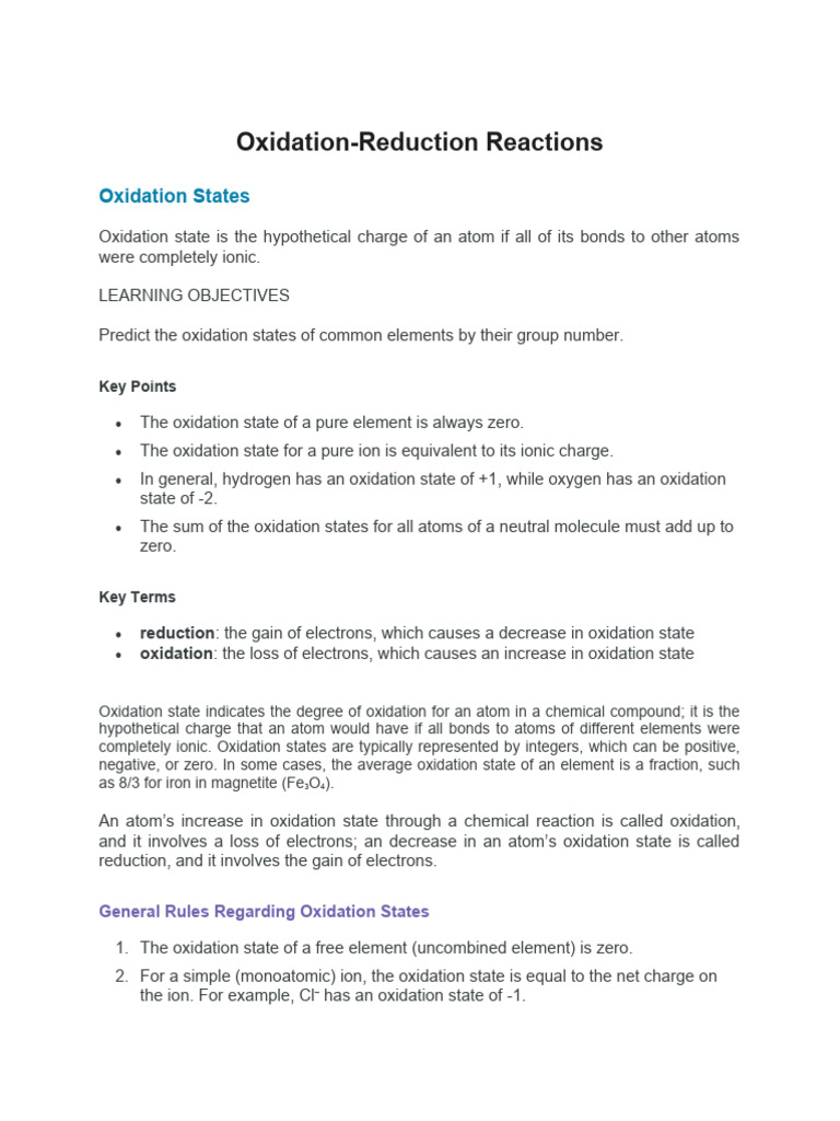 Oxidation SS2 NOTE - 061442 | PDF | Redox | Ion