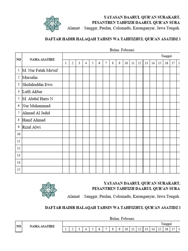 Presensi Asatidz | PDF