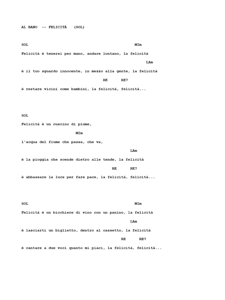 AL BANO Felicità | PDF