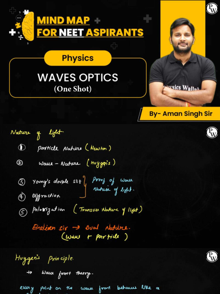 Wave Optics (One Shot) - Class Notes - NEET Mind Map | PDF