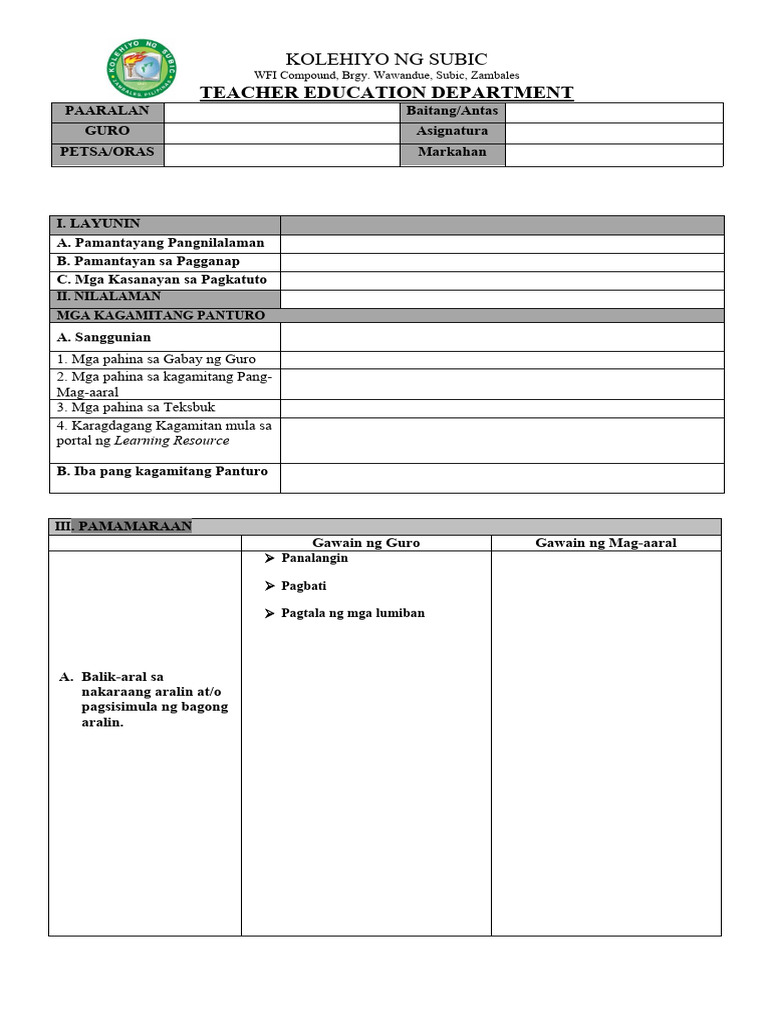 Filipino DLP Kns Template | PDF