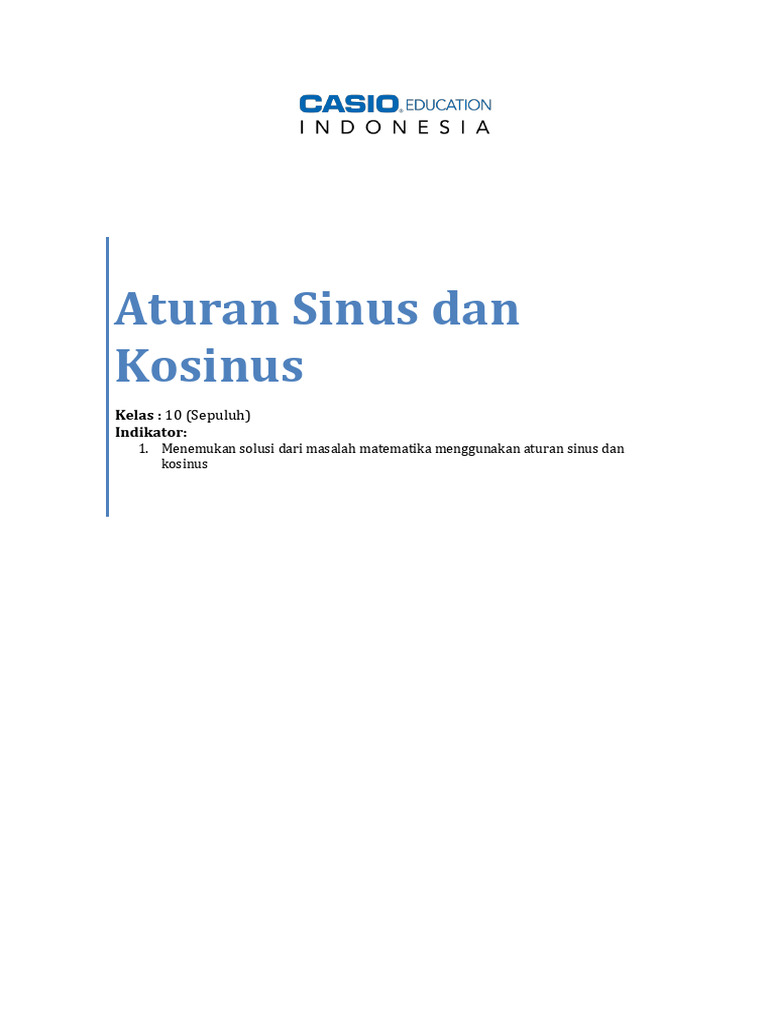 G10 - 11 - Aturan Sinus Dan Kosinus (Revised) | PDF