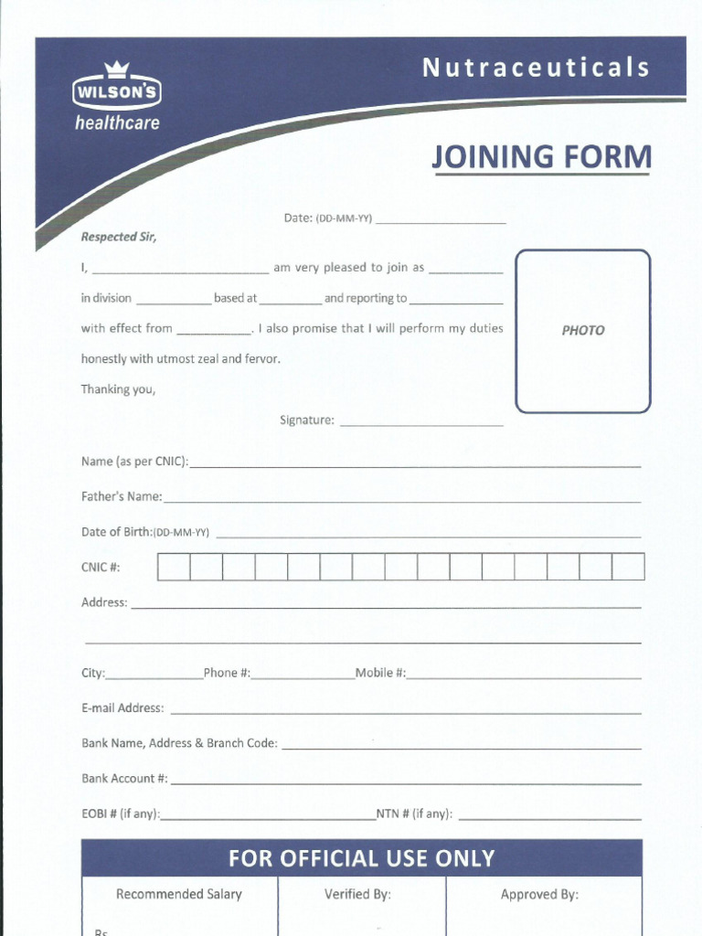 WHC Joining Form | PDF