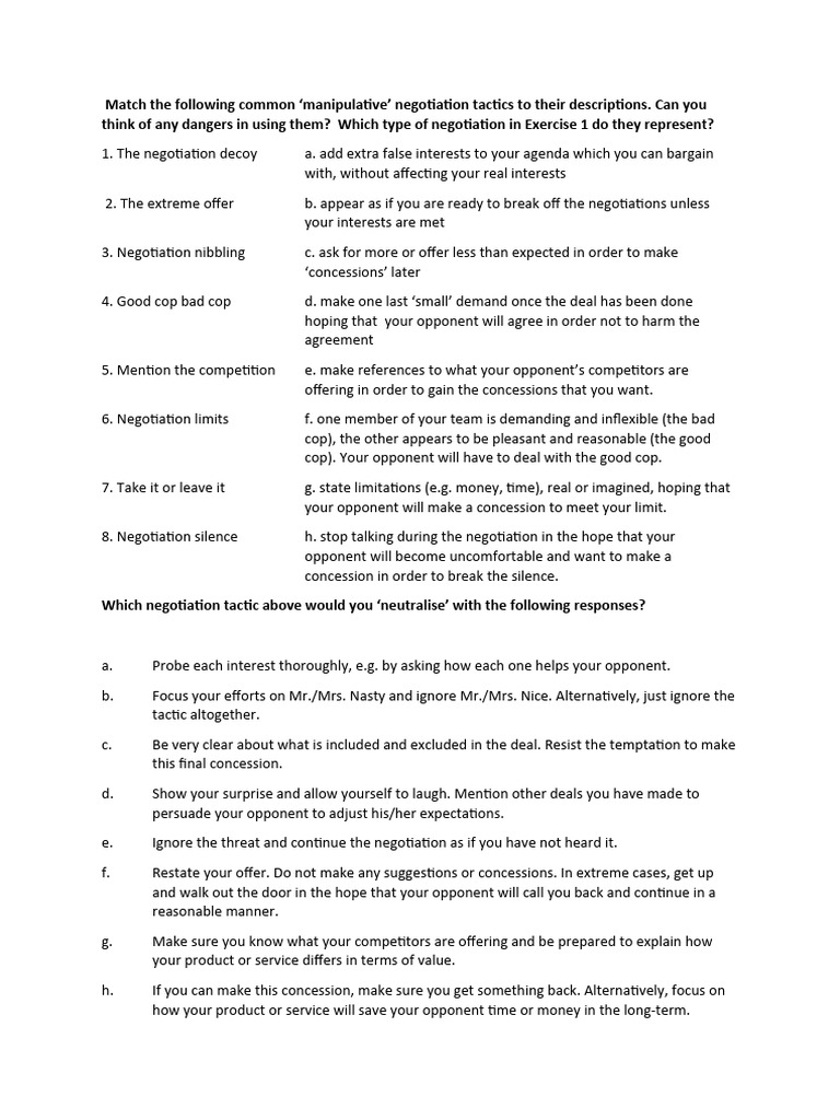 M Negotiation Tactics | PDF | Negotiation
