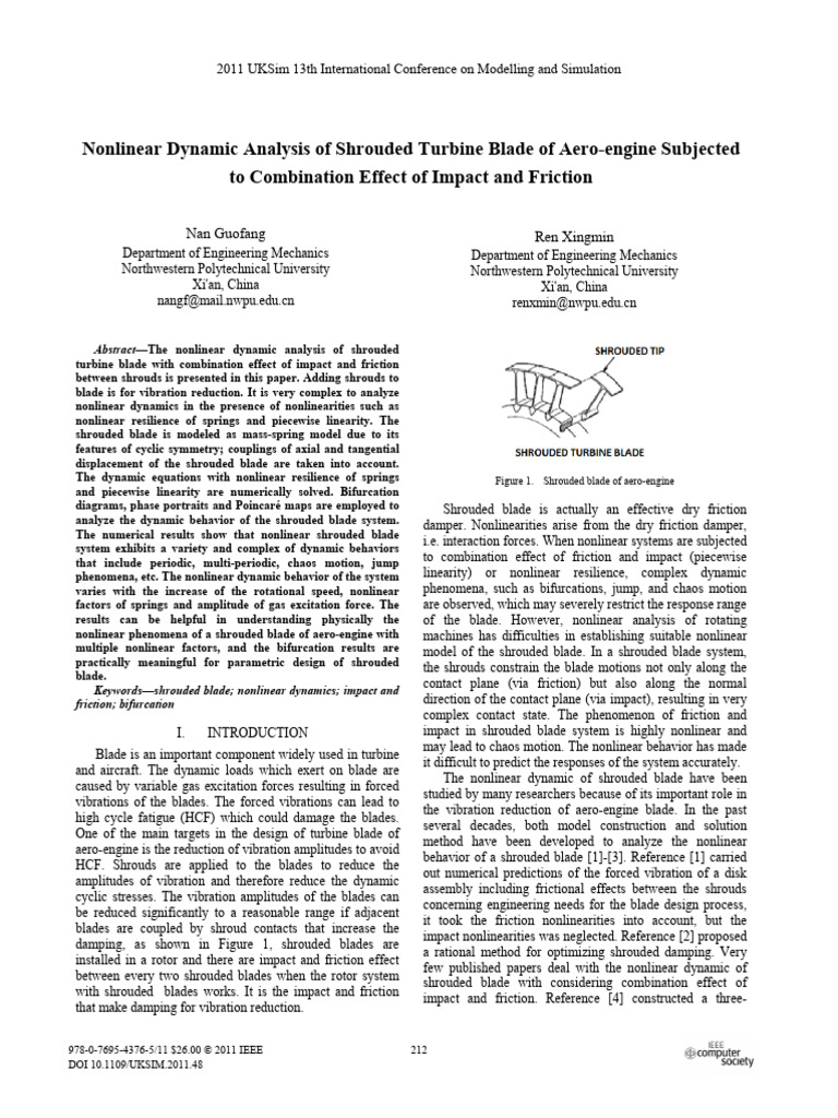 10-2011-Nonlinear Dynamic Analysis of Shrouded Blade of Aero-Engine Subjected To Combination ...