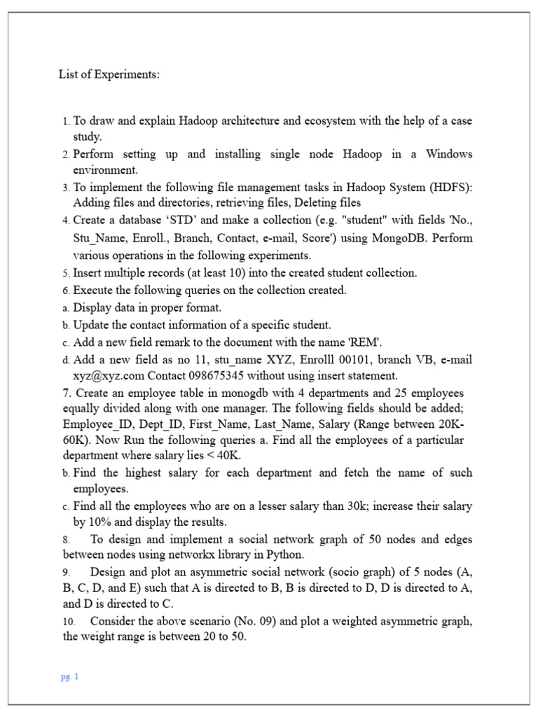 Lab Manual Big Data | PDF | Apache Hadoop | Computer File