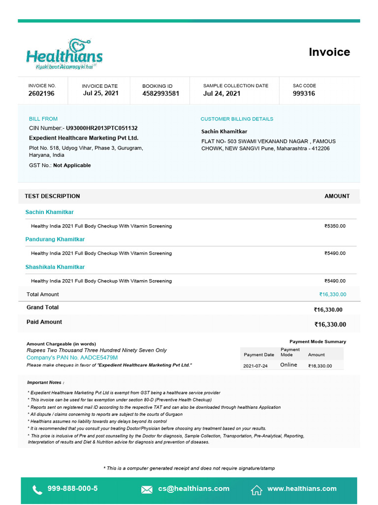 555063486-Health-Check-Invoice Backup | PDF | Invoice | Physical ...