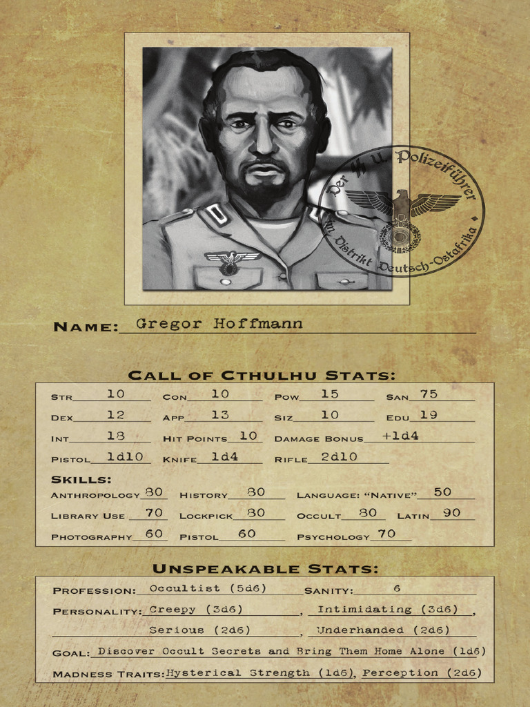 Call of Cthulhu - Curse of The Yellow Sign - Act 1 - PreGen Characters ...