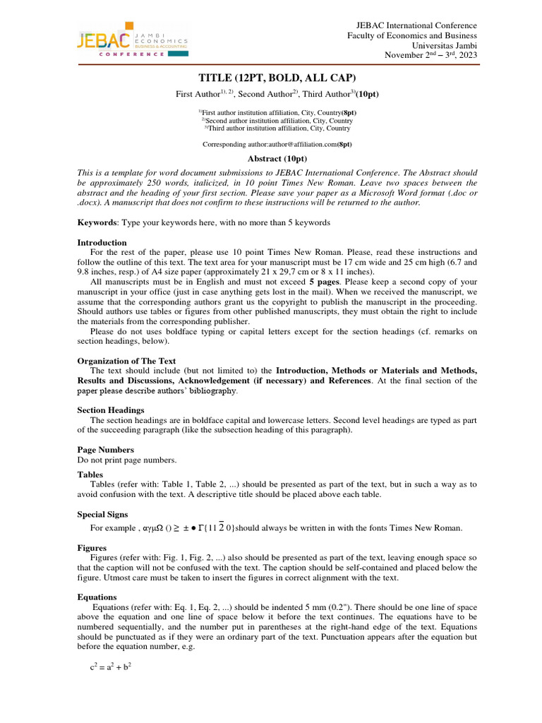 Template Full Paper JEBAC 2024 | PDF | Abstract (Summary) | Paragraph