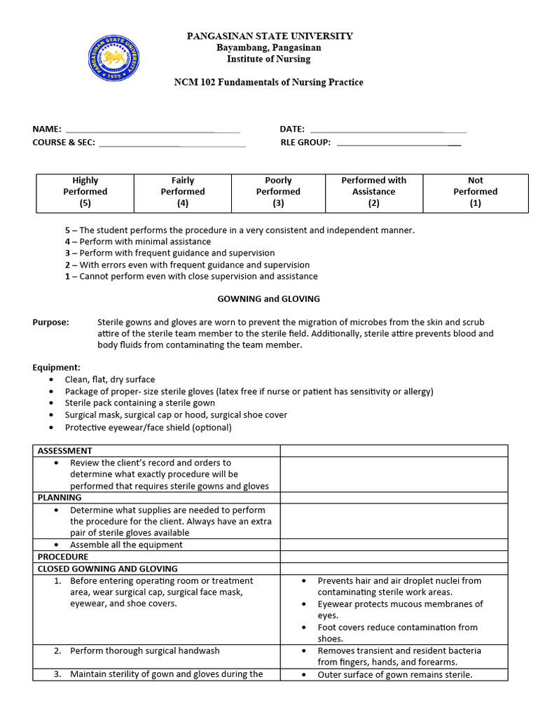 Gowning and Gloving Procedure Guide | PDF | Hand | Glove