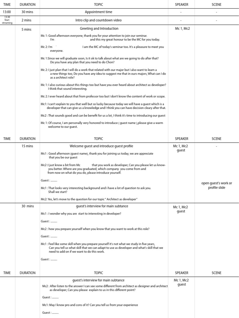 Example Script For Short Seminar | PDF