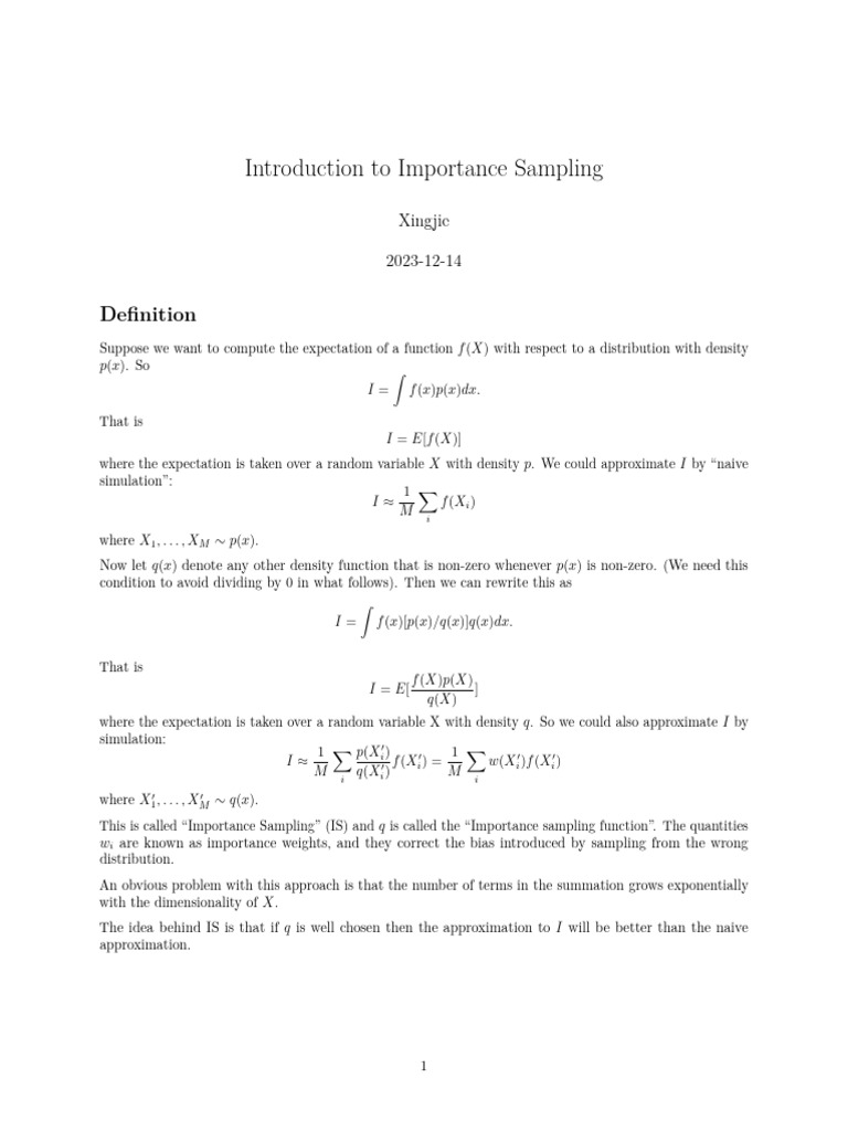 Importance Sampling | PDF | Expected Value | Logarithm