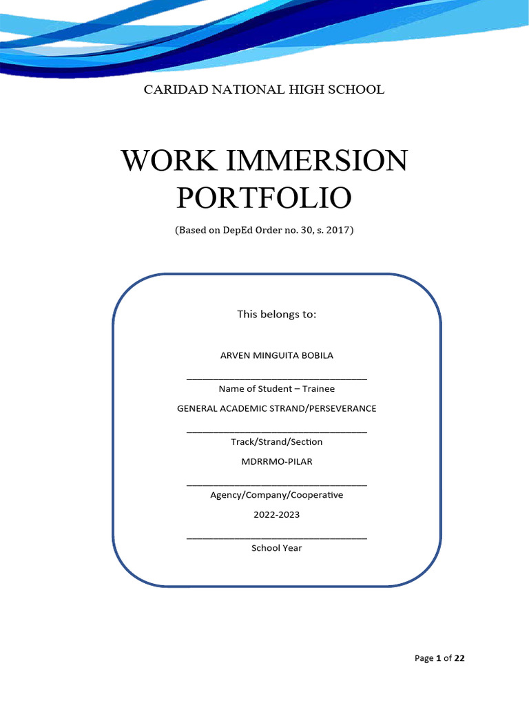 ARVIN Work Immersion Portfolio | PDF | Job Interview | Interview