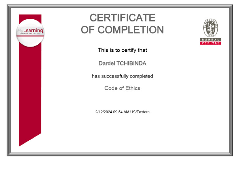 Certificate of Completion CODE OF ETHICS FY24... | PDF