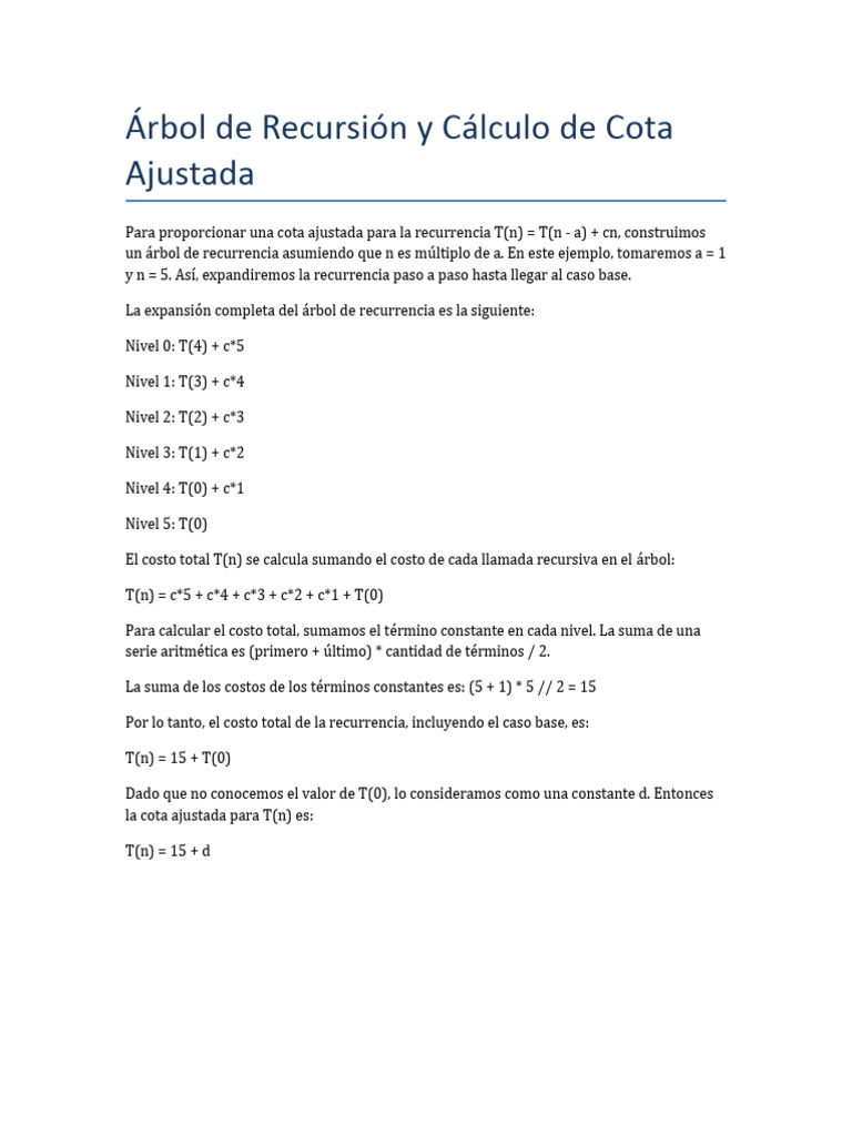 Recursion Tree Calculation Fixed | PDF