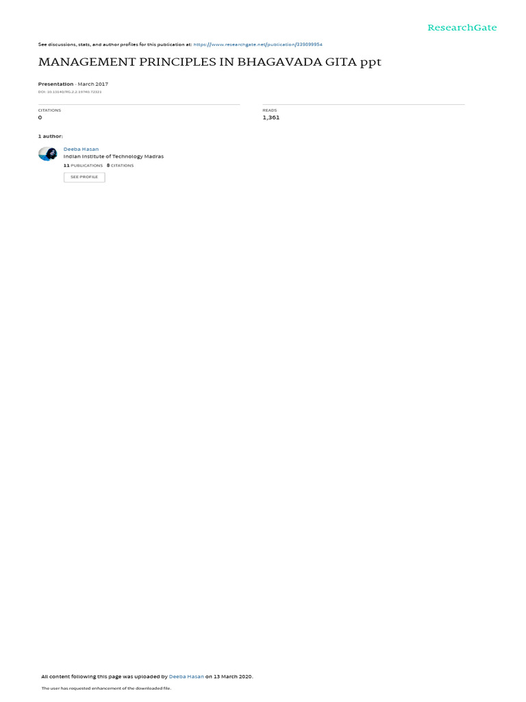 Management Principles in Bhagavad A Git Appt | PDF | Bhagavad Gita | Motivation