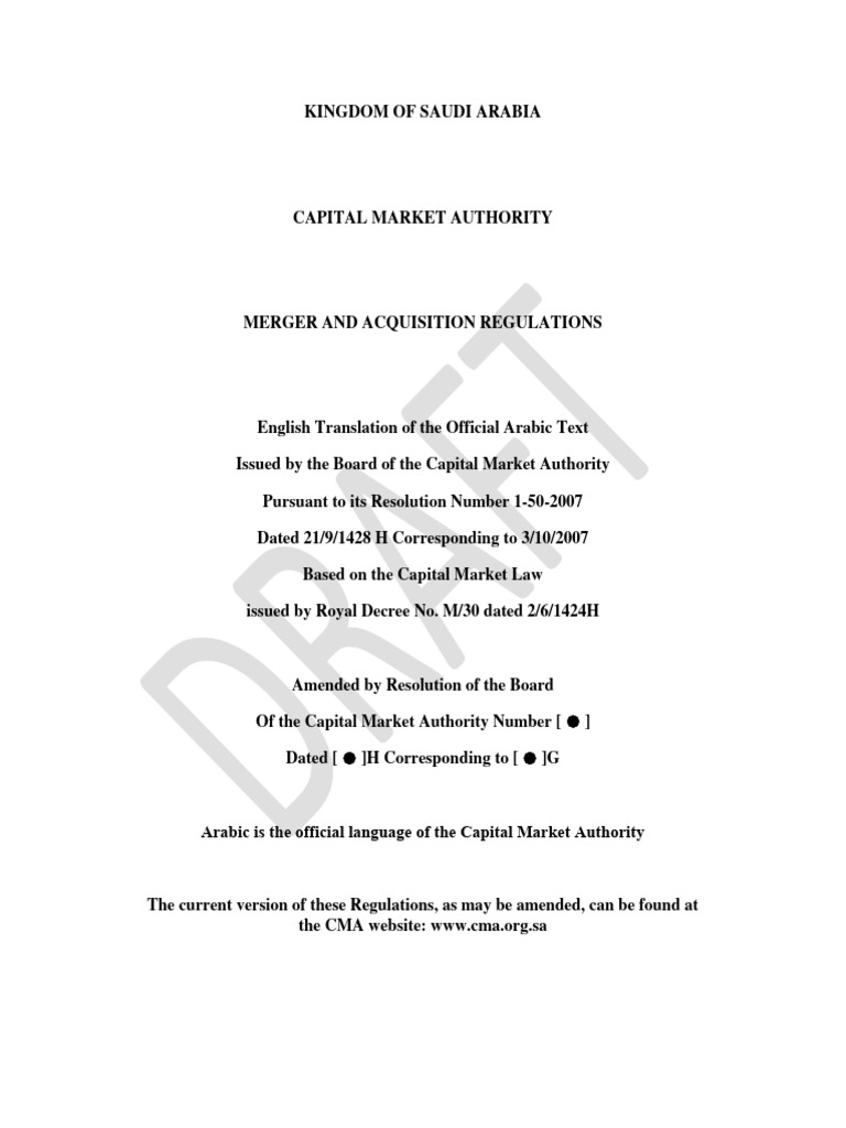 MnA Regulations - PC - en | PDF | Mergers And Acquisitions | Takeover