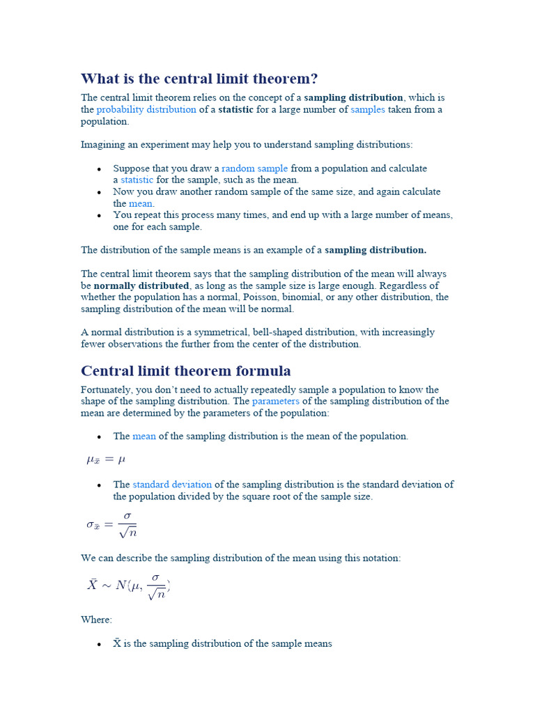 Central Limit Theorem | PDF | Sample Size Determination | Normal ...