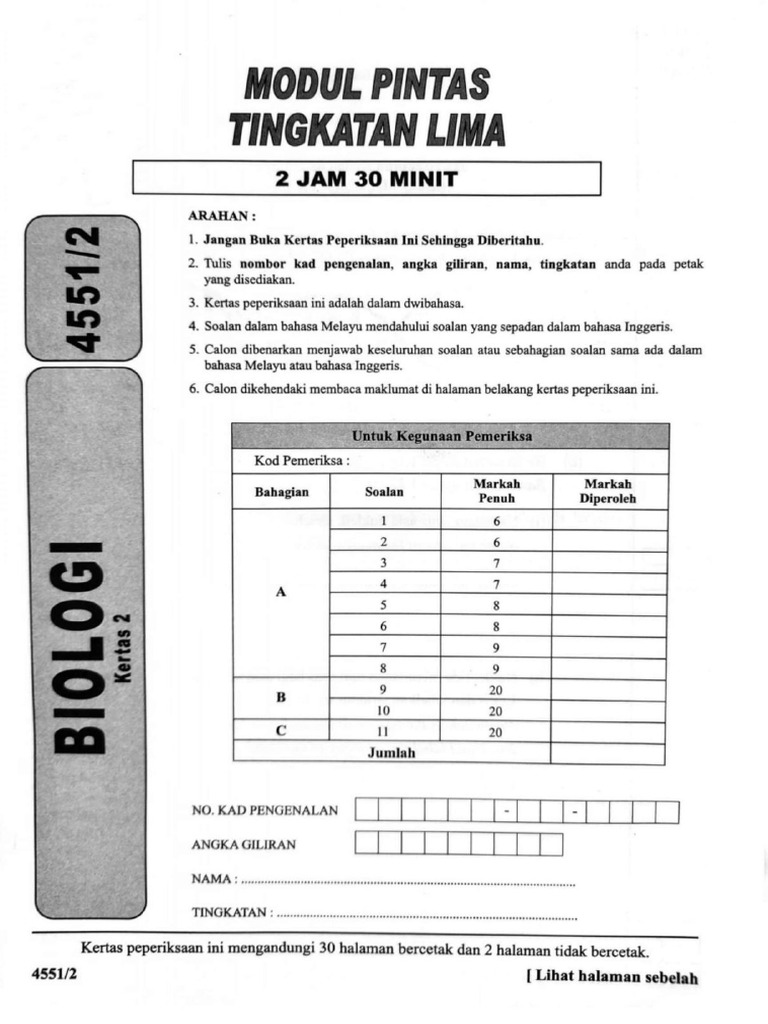 Bio K2 Trial Selangor 2023 - Set 1 | PDF