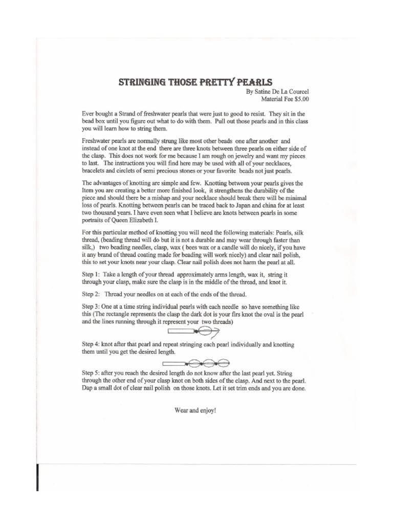 Stringing Those Pretty Pearls | PDF | Pearl | Bead