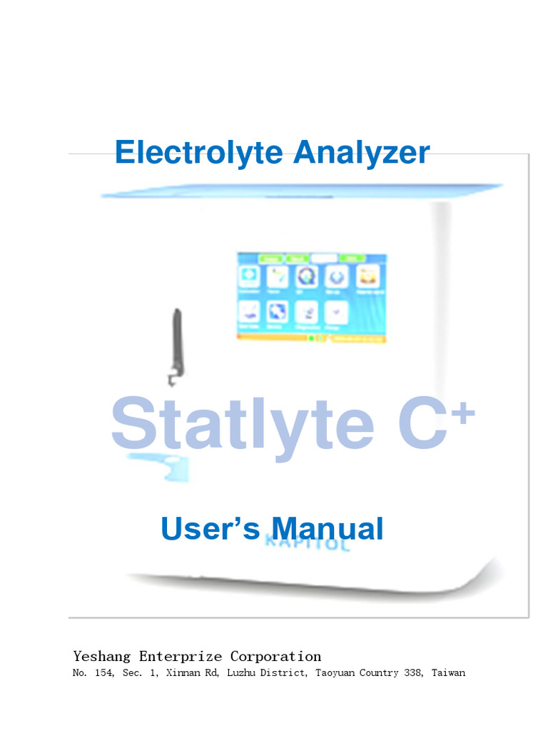 Statlyte C Plus User Manual | PDF | Chloride | Sodium