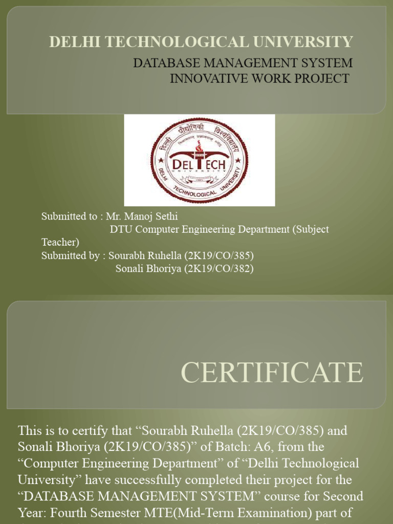 DBMS Project Final | PDF | Databases | Information Technology