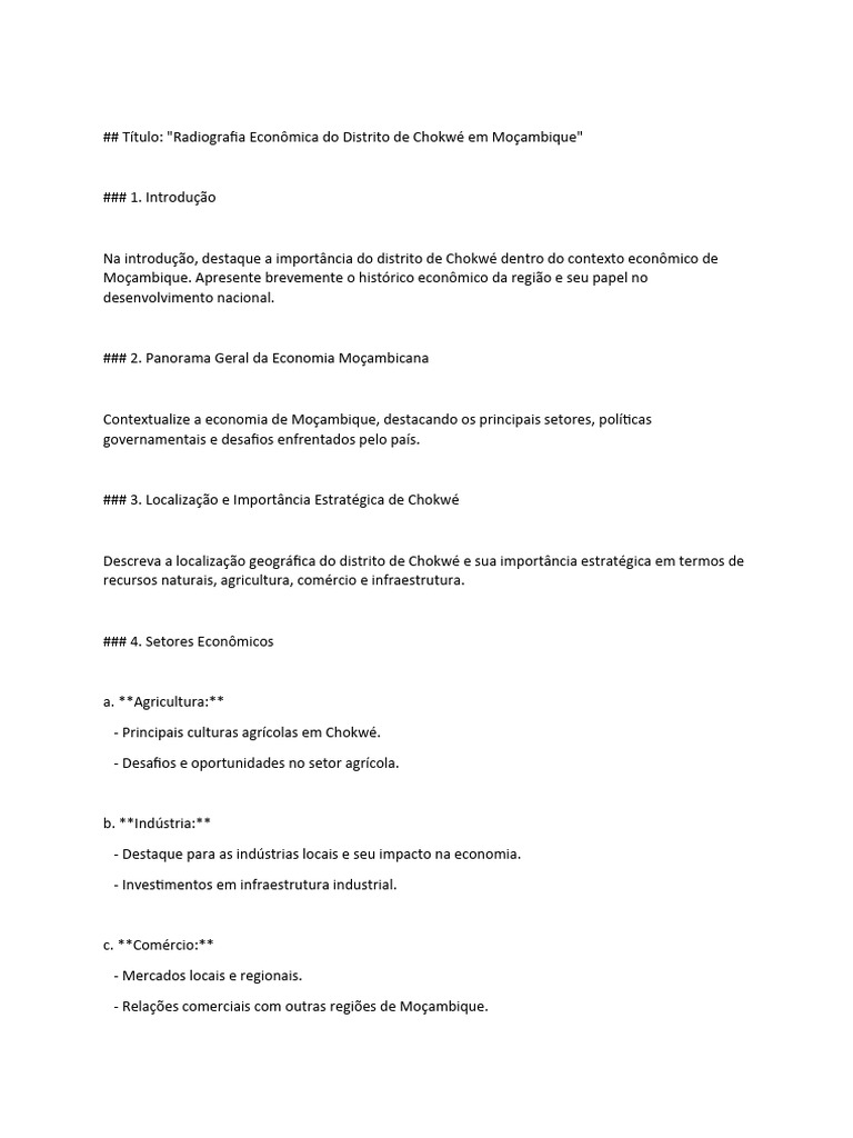 Radiografia Econômica Do Distrito de Chokwé em Moçambique | PDF ...