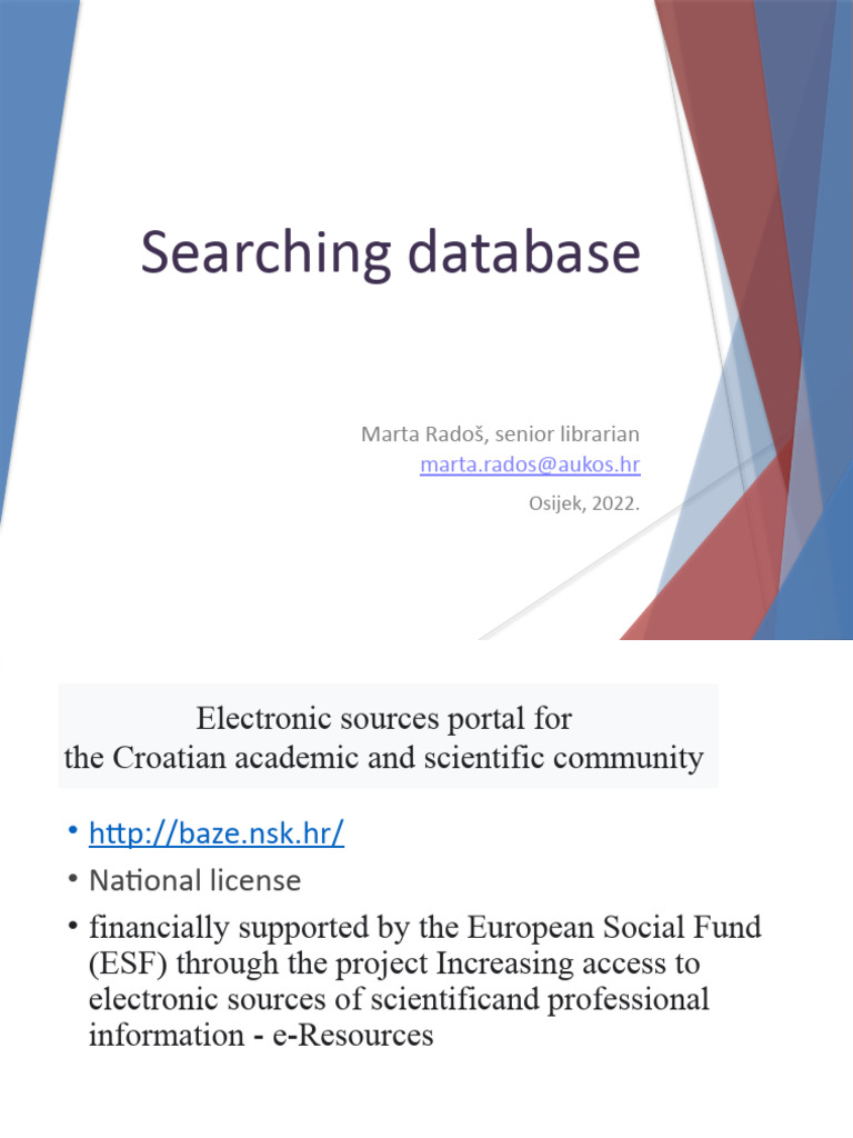 Pretraživanje Baza Podataka 2022 Eng | PDF
