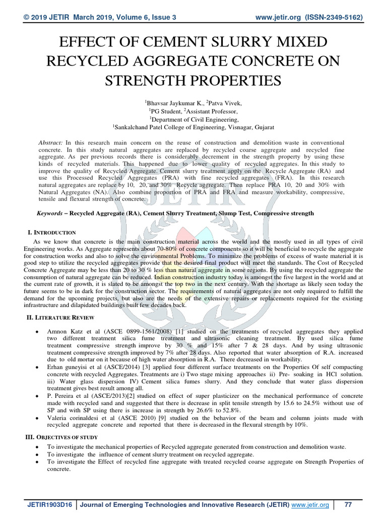 Effect of Cement Slurry Mixed Recycled Aggregate | PDF | Concrete ...