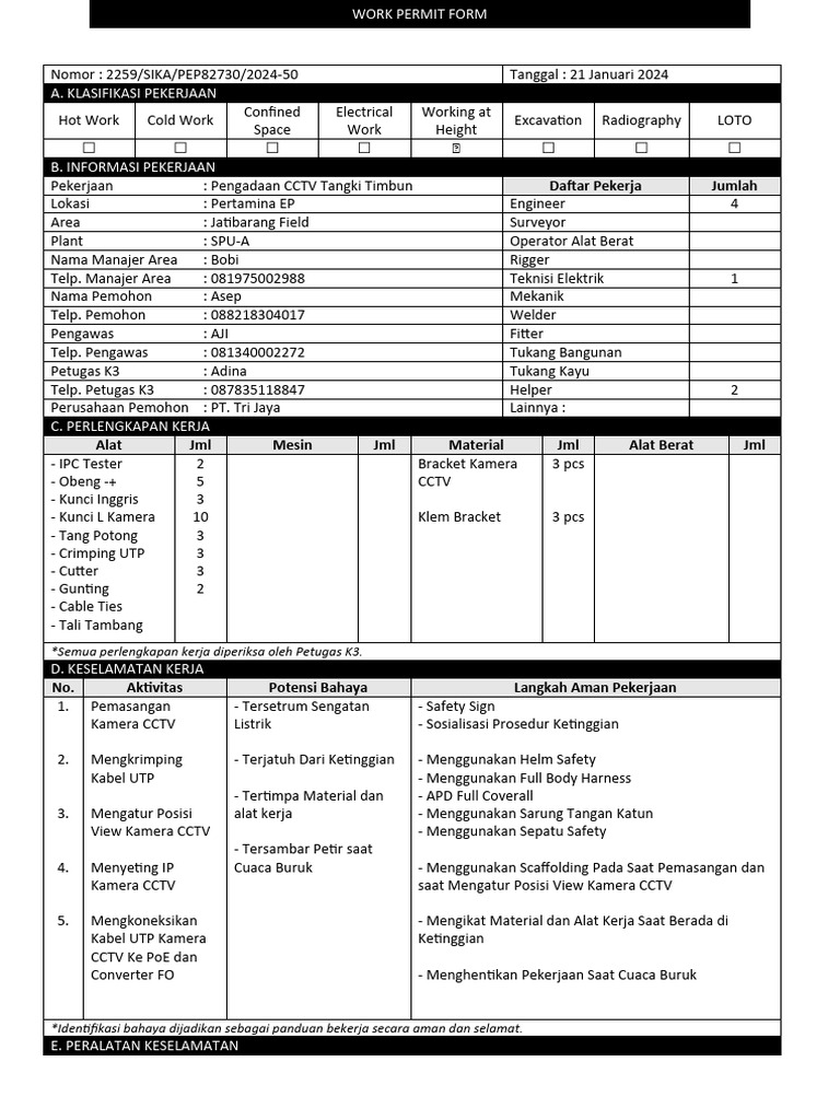 Form Work Permit | PDF