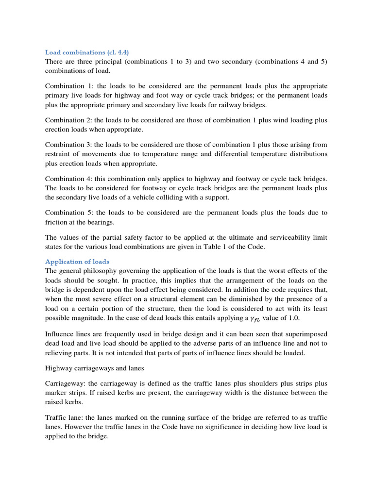 Bridge Load Combinations | PDF | Lane | Civil Engineering