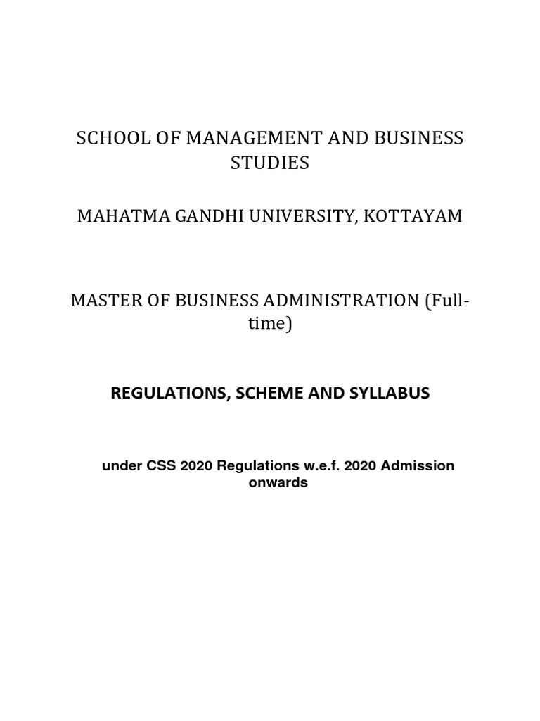 MBA Syllabus 2020 | PDF | Human Resource Management | Natural Environment
