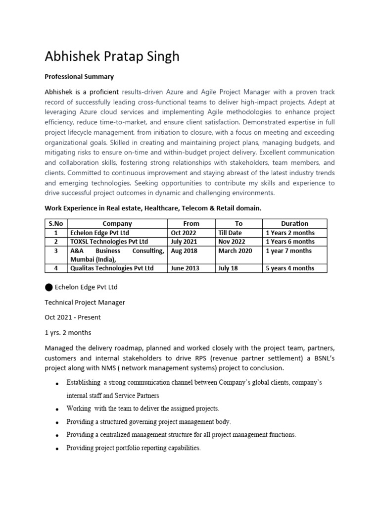 Abhishek Pratap Singh - 2024 - PM | PDF | Project Management | Agile Software Development