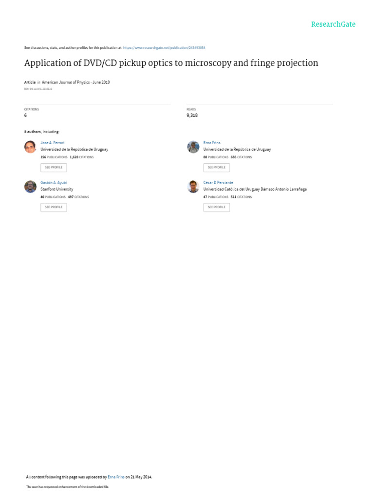 Application of DVD/CD Pickup Optics To Microscopy and Fringe Projection ...