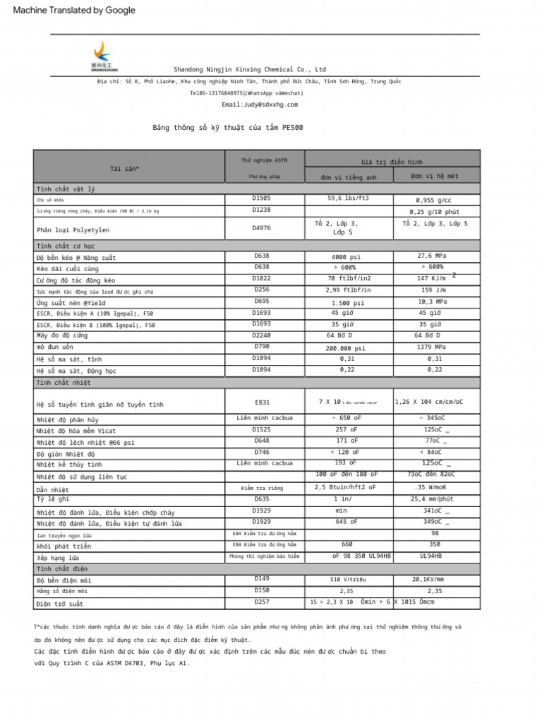 Technical Data Sheet of PE500 | PDF