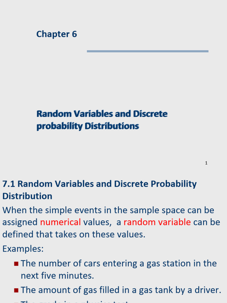 Chapter 6 - Discrete Probability Distributions - Send | PDF | Probability Distribution | Random ...