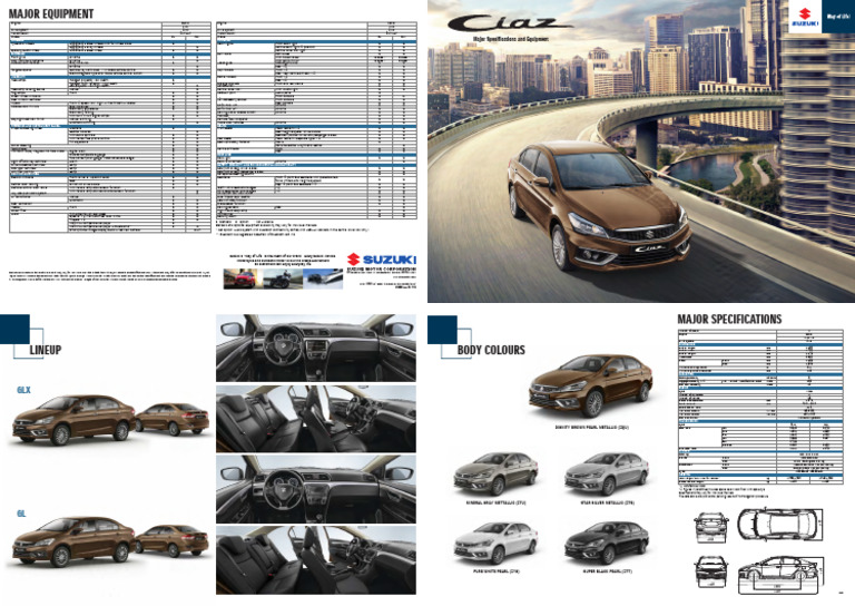 Ciaz Specification | PDF | Seat Belt | Headlamp