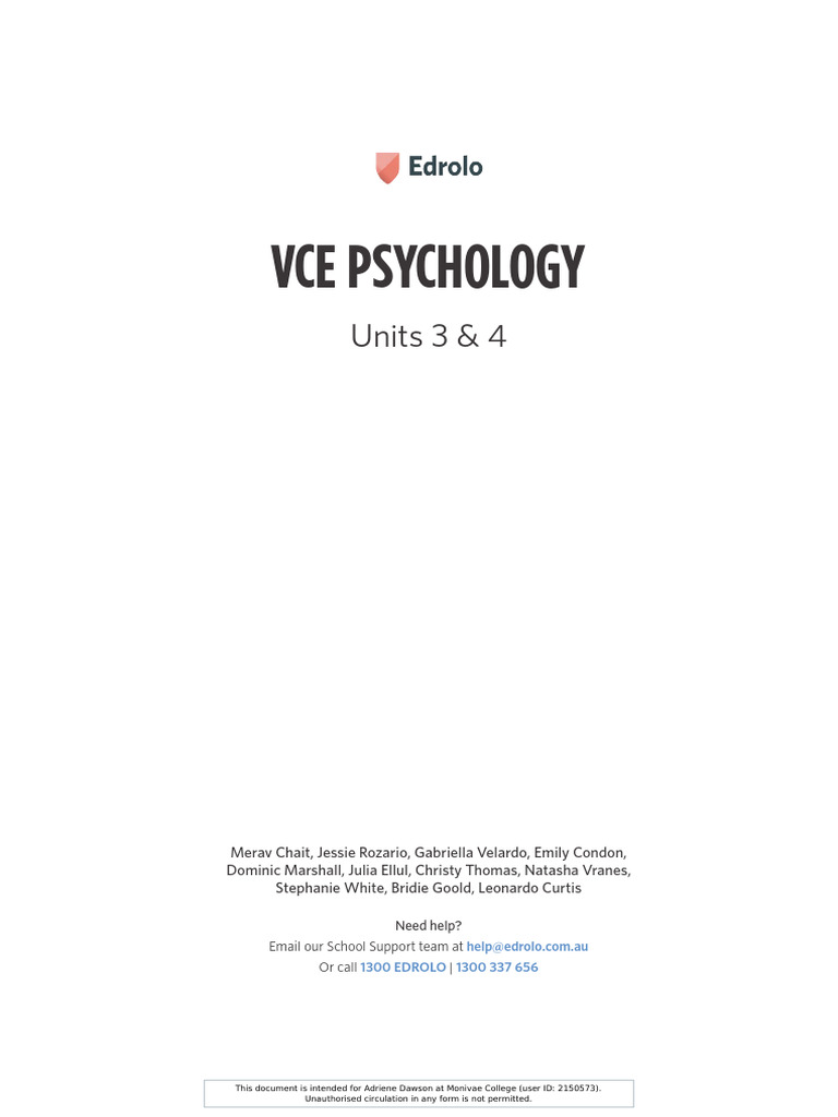 Edrolo VCE Psychology Units 34 - Full Textbook PDF | PDF | Memory ...