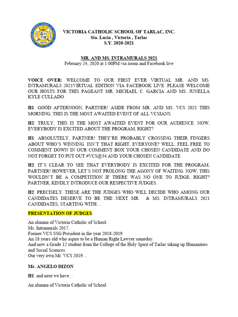 MR. AND MS. INTRAMURALS 2021 Flow | PDF