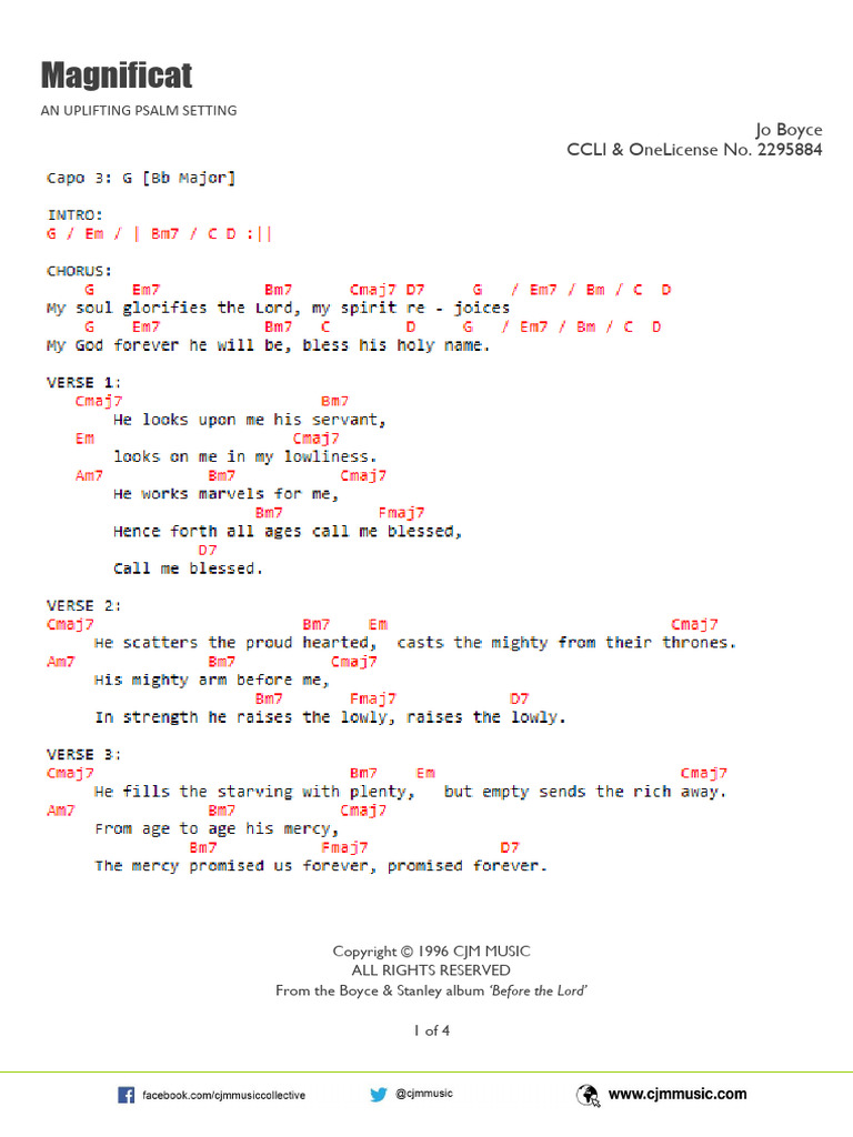Magnificat Chord Sheet | PDF | Worship | Church Music