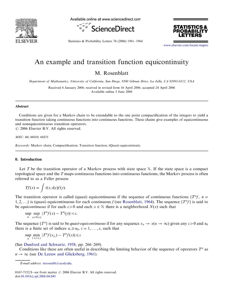 An Example and Transition Function Equicontinuity | PDF