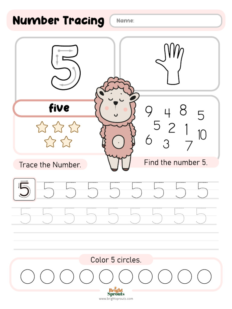Number - Tracing Worksheet 5 | PDF