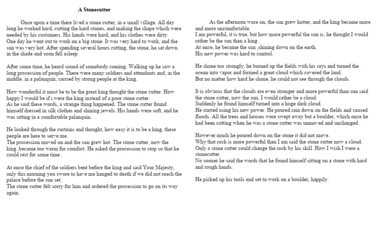 Stone Cutter Story | PDF