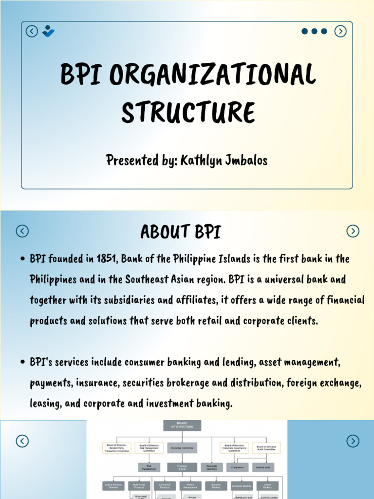 Bpi Organizational Structure: Presented By: Kathlyn Jmbalos | PDF